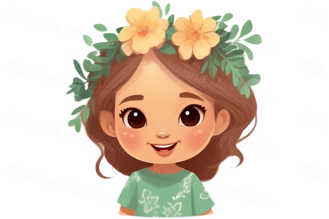 Set of Cartoon Girls Faces PNG Clipart, Funny Kids Avatars, Children ...