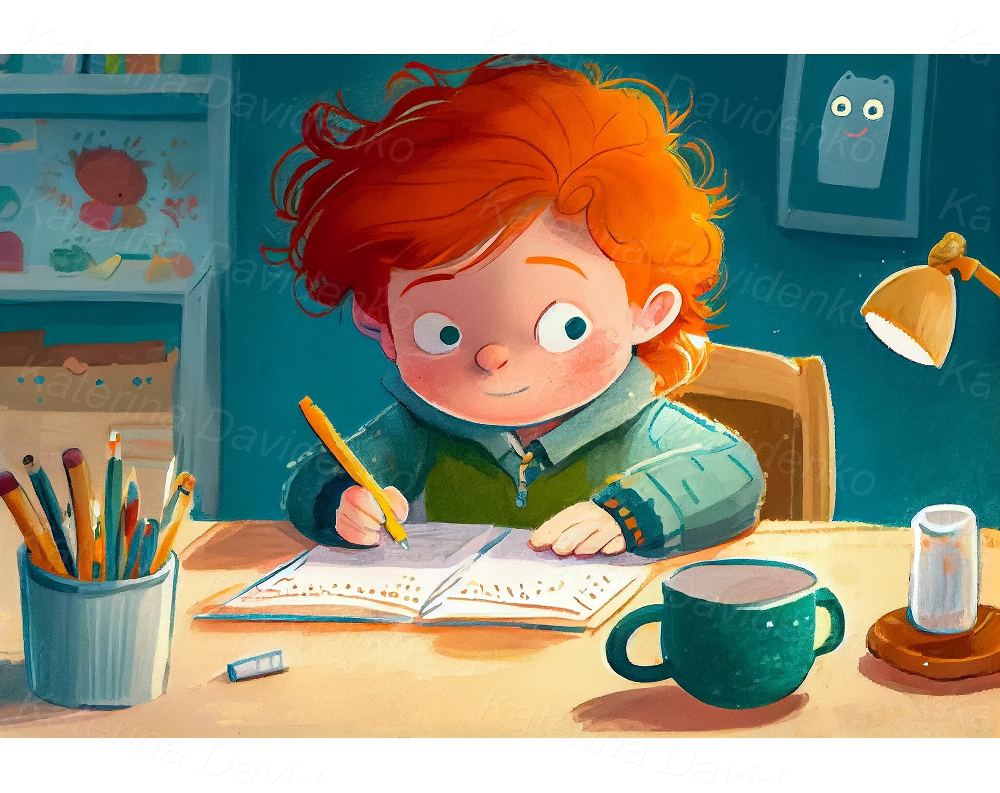 Clipart Set of Cartoon Little Kids Reading Books. Cute Boys and Girls ...