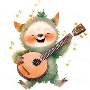 Cute Cartoon Animals Playing Guitars and Singing Songs. Animals ...