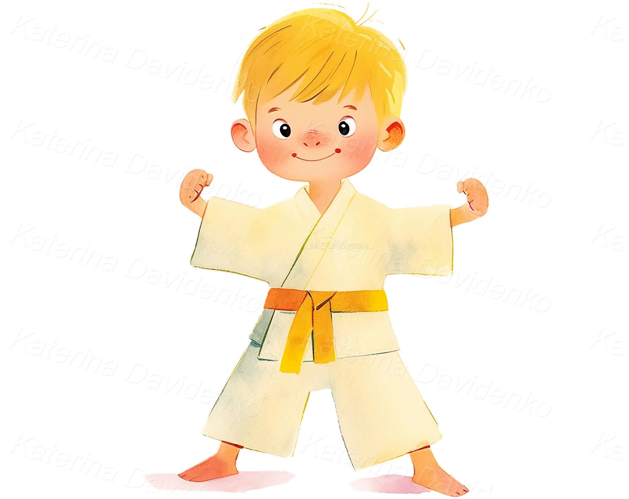 Cartoon Children Doing Different Sport Activities, Watercolor Cartoon ...