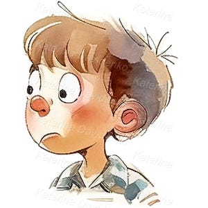 Cartoon Kids PNG Clipart Set. Little Boy With Different Emotions ...