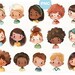Children Emotions. Collection of Cartoon Kids Faces. Set of Avatar PNG ...