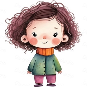 Cartoon Little Kids PNG Clipart Set. Cute Children Standing Full Height ...