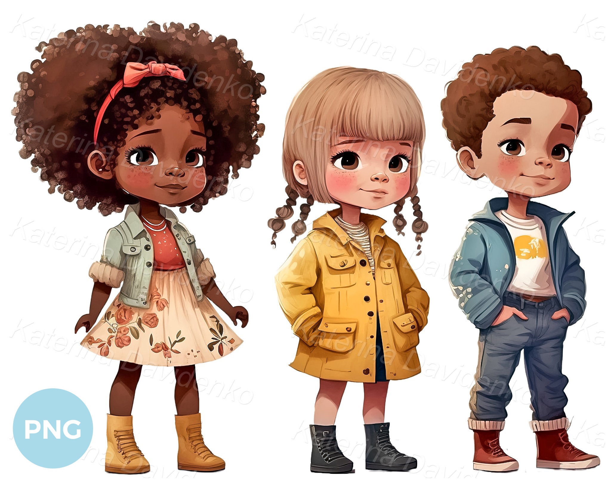 Cute Little Cartoon Kids in Autumn or Spring Clothes Standing in a Row ...