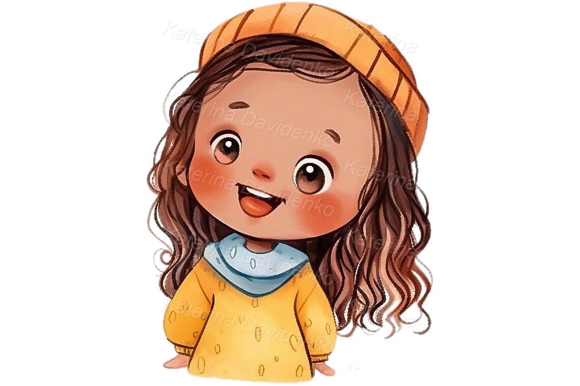 Set of Happy Cartoon Kids Faces Clipart, Multinational Children PNG ...
