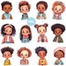 Set of Cartoon Smiling Children Standing in a Row. Transparent PNG ...
