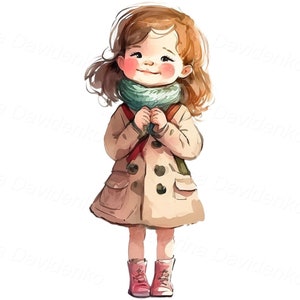 Cartoon Little Kids Standing in a Row, PNG Clipart, Watercolor Smiling ...
