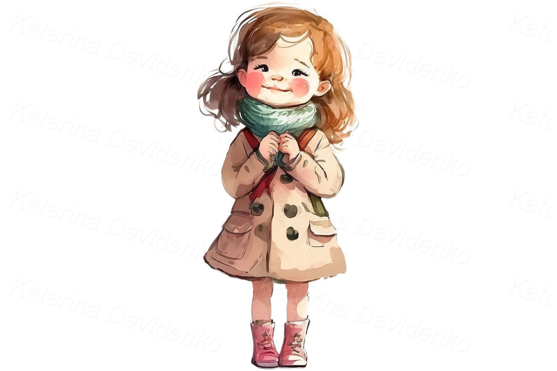 Cartoon Little Kids Standing in a Row, PNG Clipart, Watercolor Smiling ...