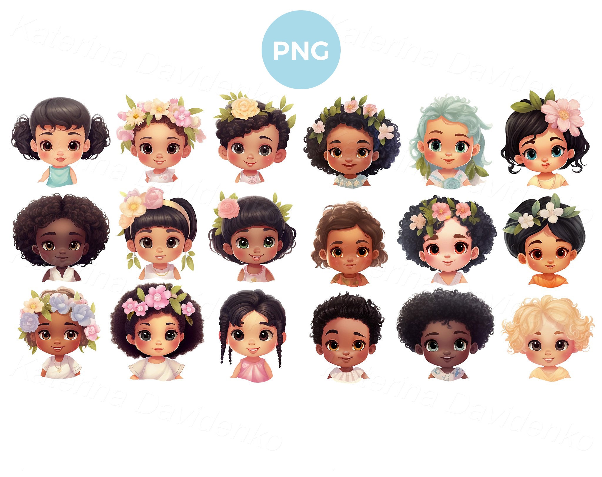 Cartoon Multi Ethnic Children Faces. Transparent Kids PNG Clipart ...