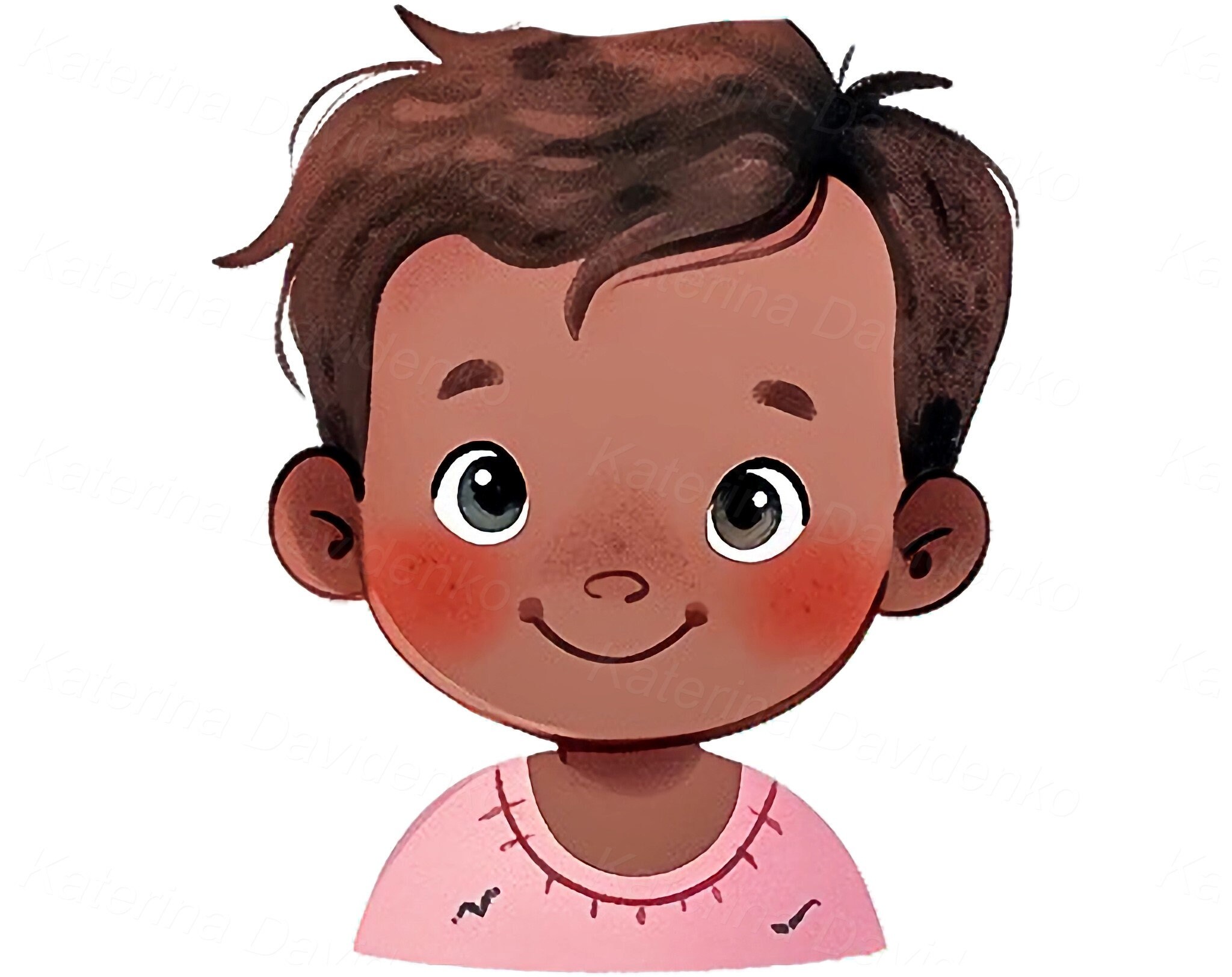 Collection of Cartoon Multiethnic Little Kids Faces Png - Etsy