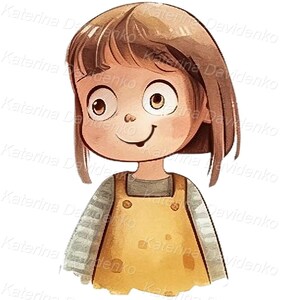 Cute Kids Emotions PNG Clipart Set. Cartoon Girl With Different Facial ...