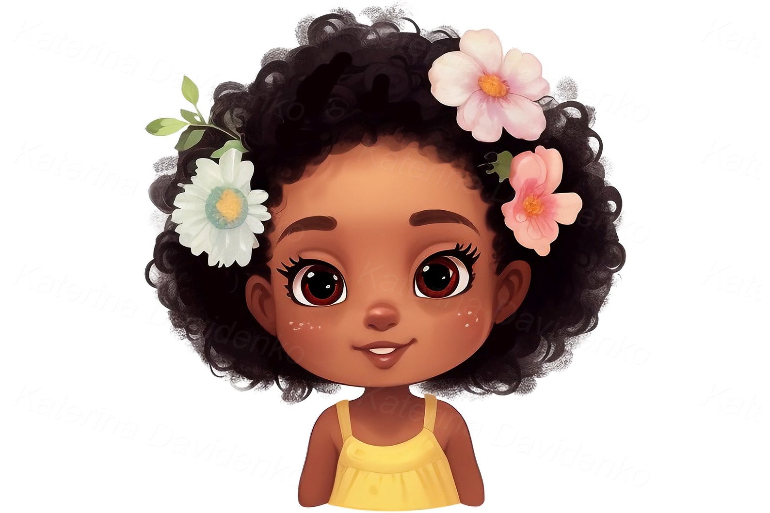 Set of Happy Children Faces, Cartoon Little Girls, Kids PNG Clipart ...