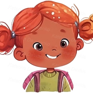 Happy Cartoon Kids Faces Set, Watercolor Kids PNG Clipart, Isolated ...