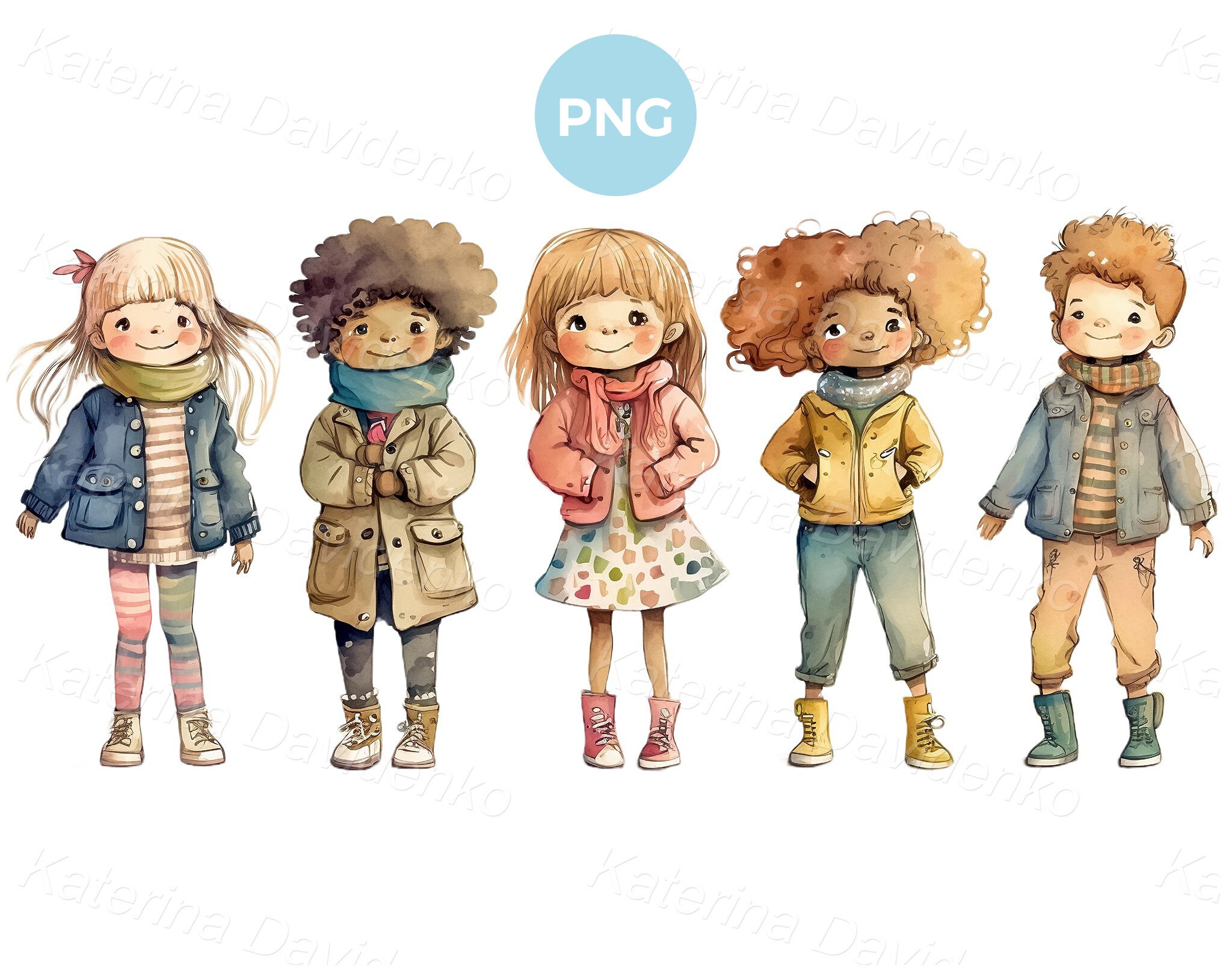 Smiling Cartoon School Kids PNG Clipart. Cute Little Girls and Boy ...