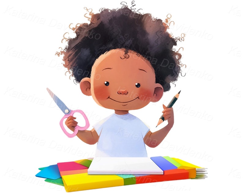 Set of Isolated Watercolor Cartoon Kids PNG Clipart, Children ...