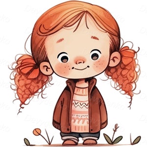 Set of Cartoon Little Children PNG Clipart. Cute Kindergarten Kids ...