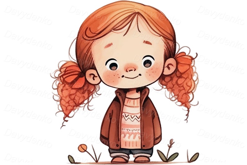 Set of Cartoon Little Children PNG Clipart. Cute Kindergarten Kids ...