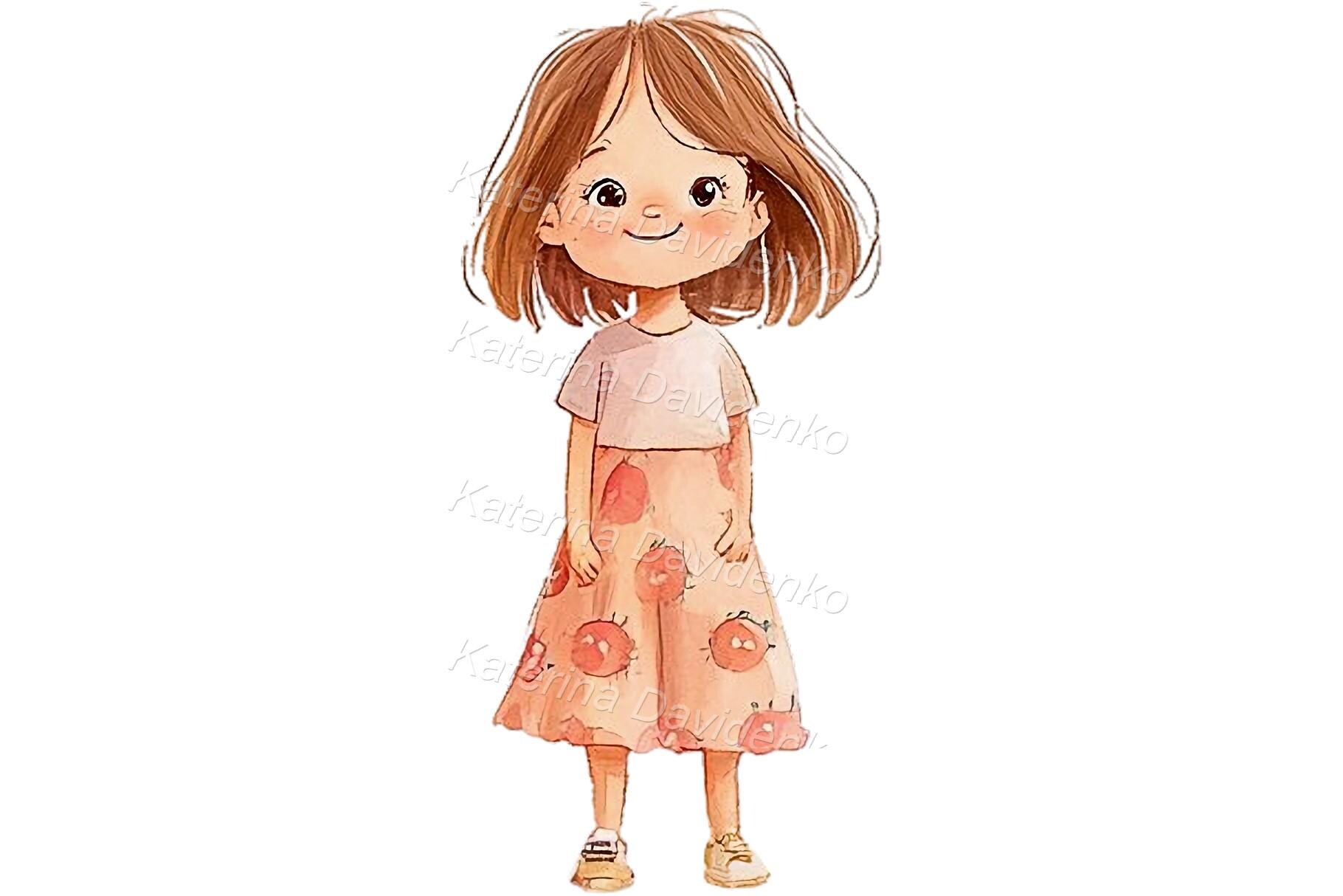 Happy Cartoon Kids Clipart. Isolated PNG Children Watercolor ...