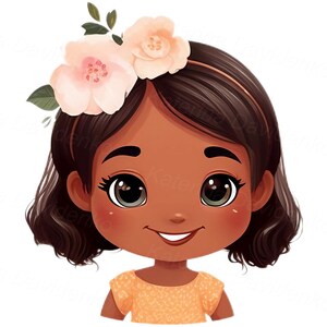Cartoon Girl Faces Clipart, Happy Little Kids Avatars, Funny Children ...