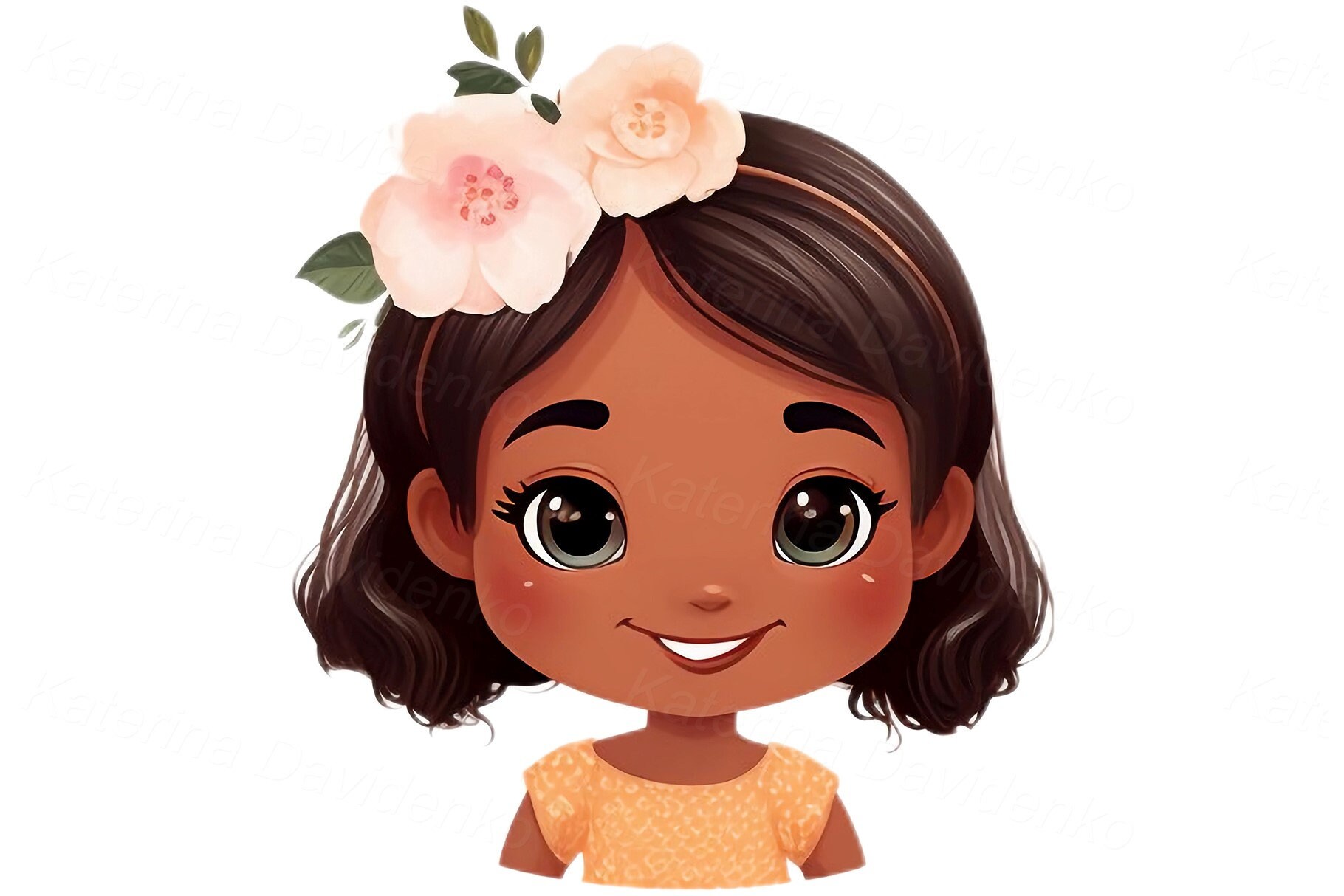 Cartoon Girl Faces Clipart, Happy Little Kids Avatars, Funny Children ...