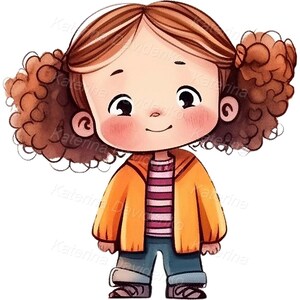 Happy Cartoon Kids Standing Clipart. Transparent PNG Children ...