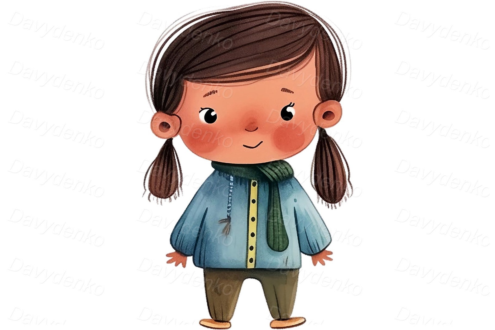 Cartoon Little Kids PNG Clipart Set. Cute Children Standing Full Height ...