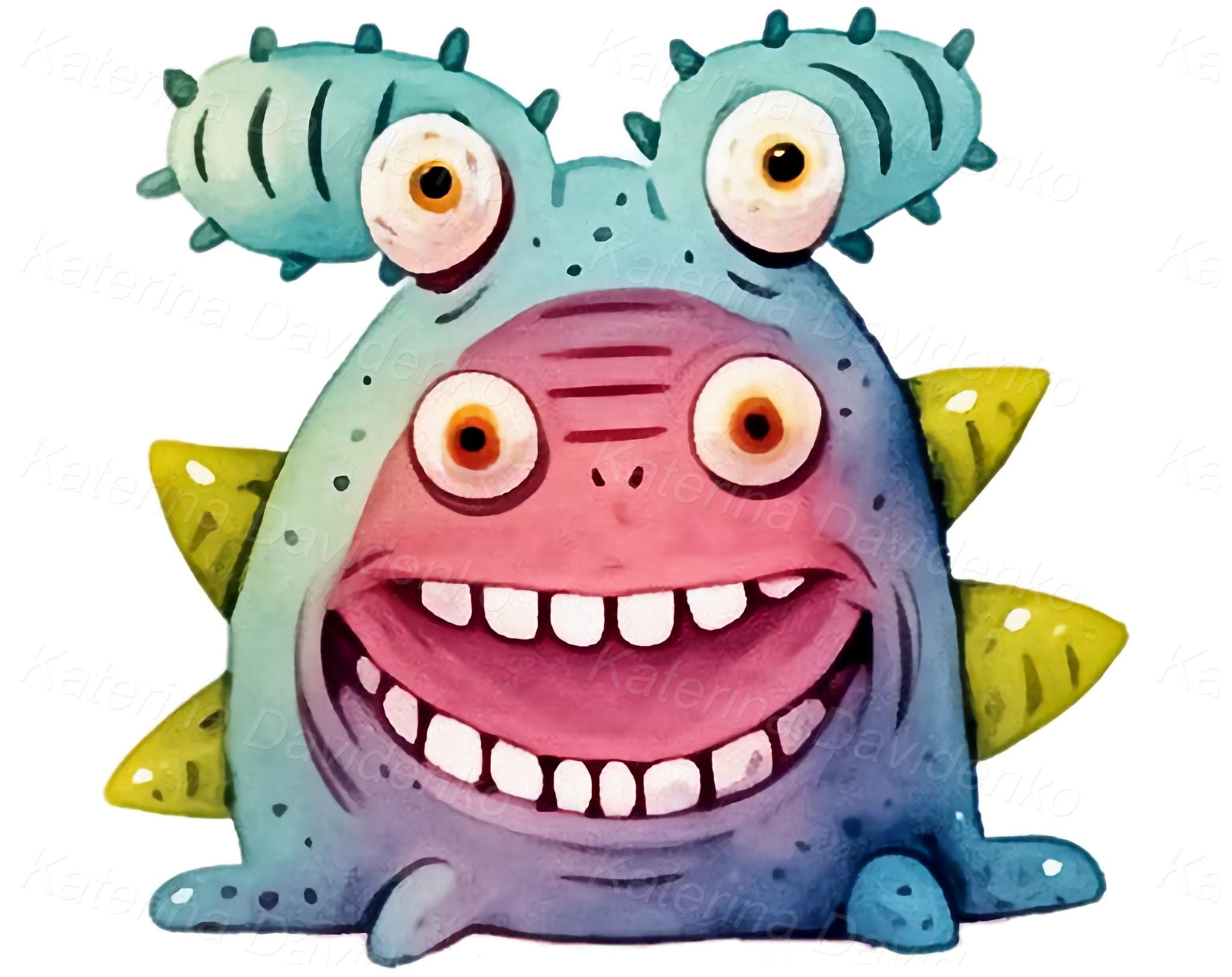 Colorful Cartoon Monsters Clipart Set. Friendly Fantasy Creatures ...