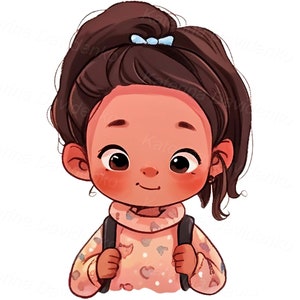 Collection of Cute Cartoon Kids Clipart PNG Set of Little Girl Faces ...