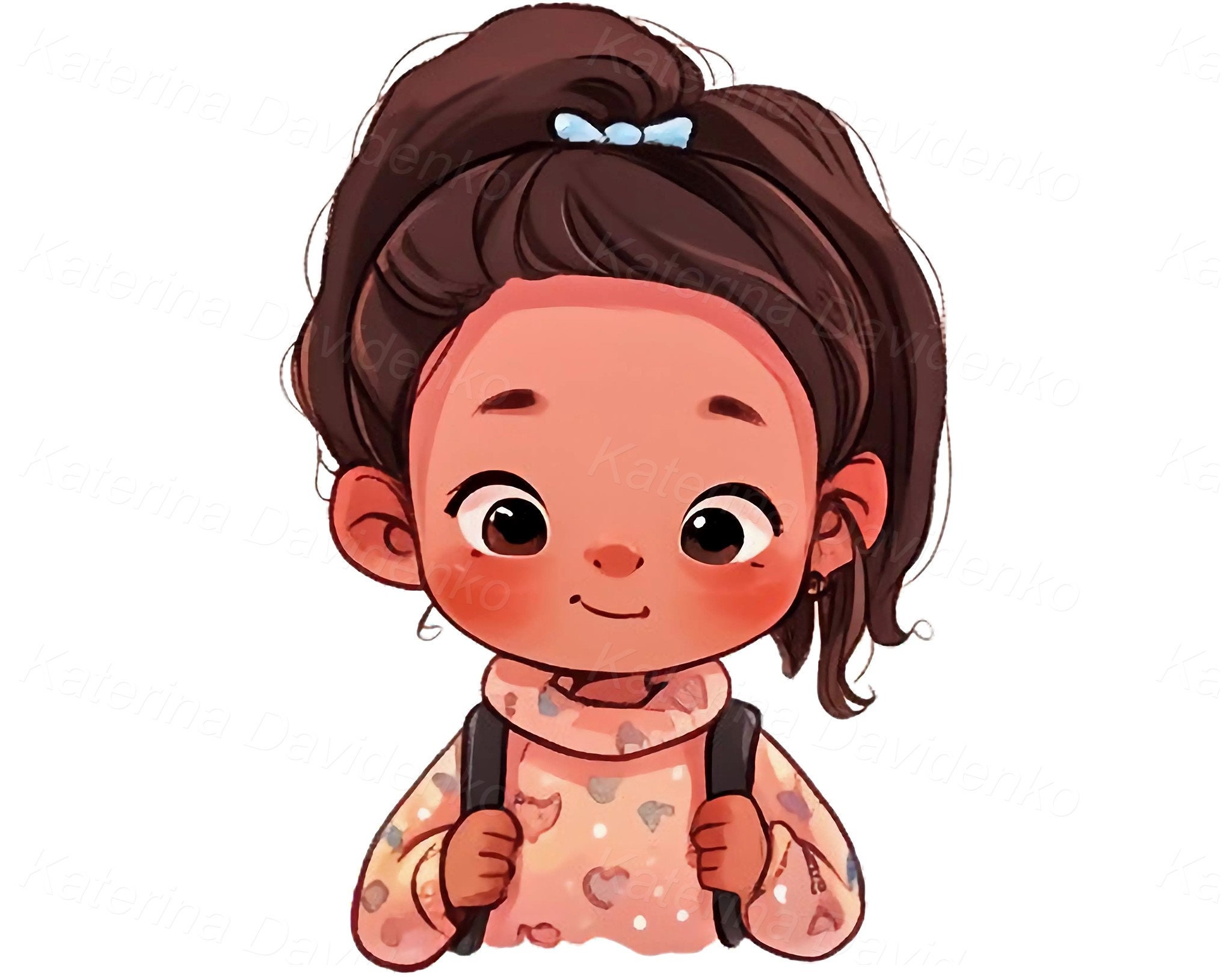 Collection of Cute Cartoon Kids Clipart PNG Set of Little Girl Faces ...