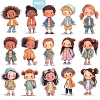 Happy Five Kids Jumping Together, Children in Warm Clothes in a Row ...