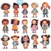 Set of Cartoon Multiethnic Children Faces Png Clipart. Smiling Kids ...