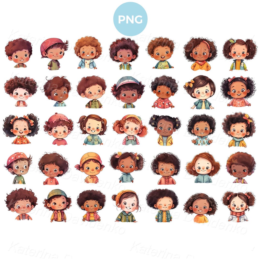 Happy Cartoon Kids PNG Clipart, Isolated Cute Child Faces Clipart ...