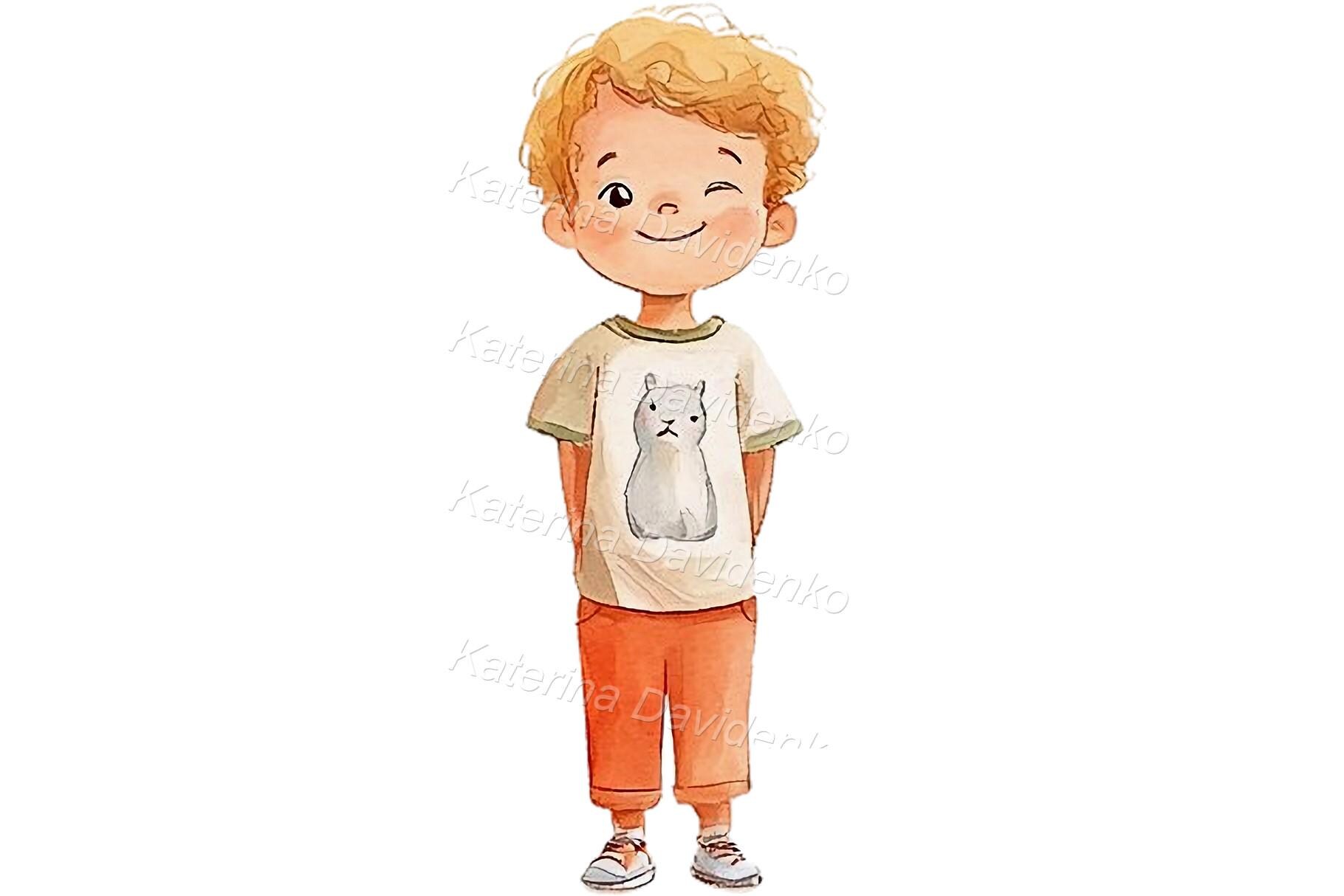 Happy Cartoon Kids Clipart. Isolated PNG Children Watercolor ...