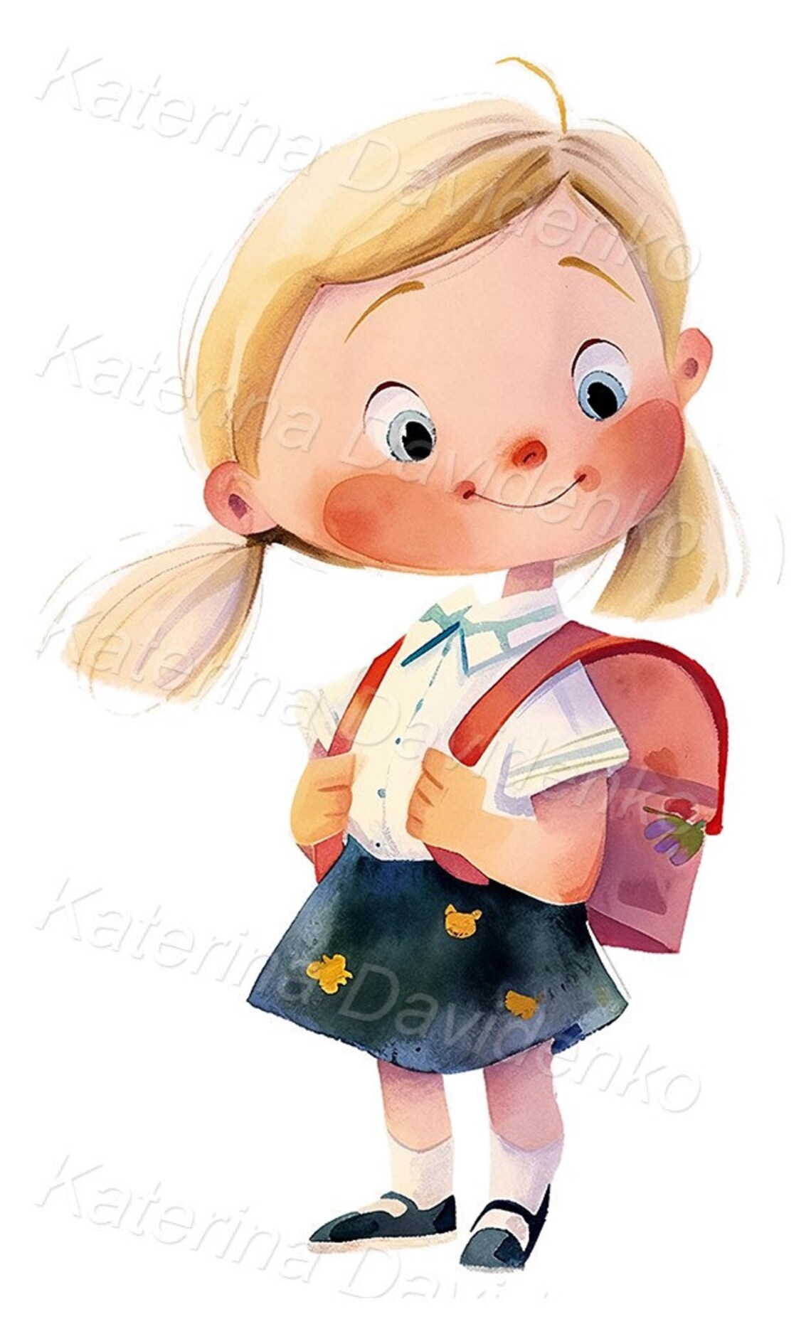 Cute Cartoon Boy Girl With School Backpacks Clipart Standing Schoolkids ...