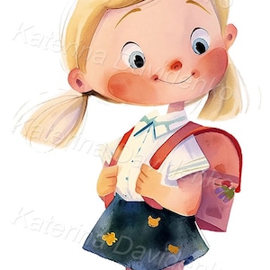 Cute Cartoon Boy Girl With School Backpacks Clipart Standing Schoolkids ...
