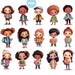 Set of Cartoon Smiling Children Standing in a Row. Transparent PNG ...