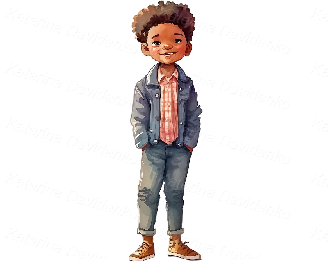 Set of Cartoon Smiling Children Standing in a Row. Transparent PNG ...