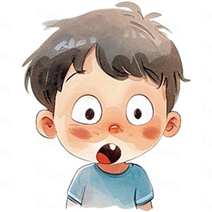 Big PNG Set of Watercolor Kids Clipart Children Face Expressions Kids ...