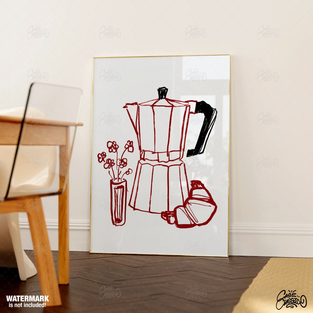 Cafe Print, Kitchen Wall Art, Croissant Print, Coffee Poster, Kitchen ...