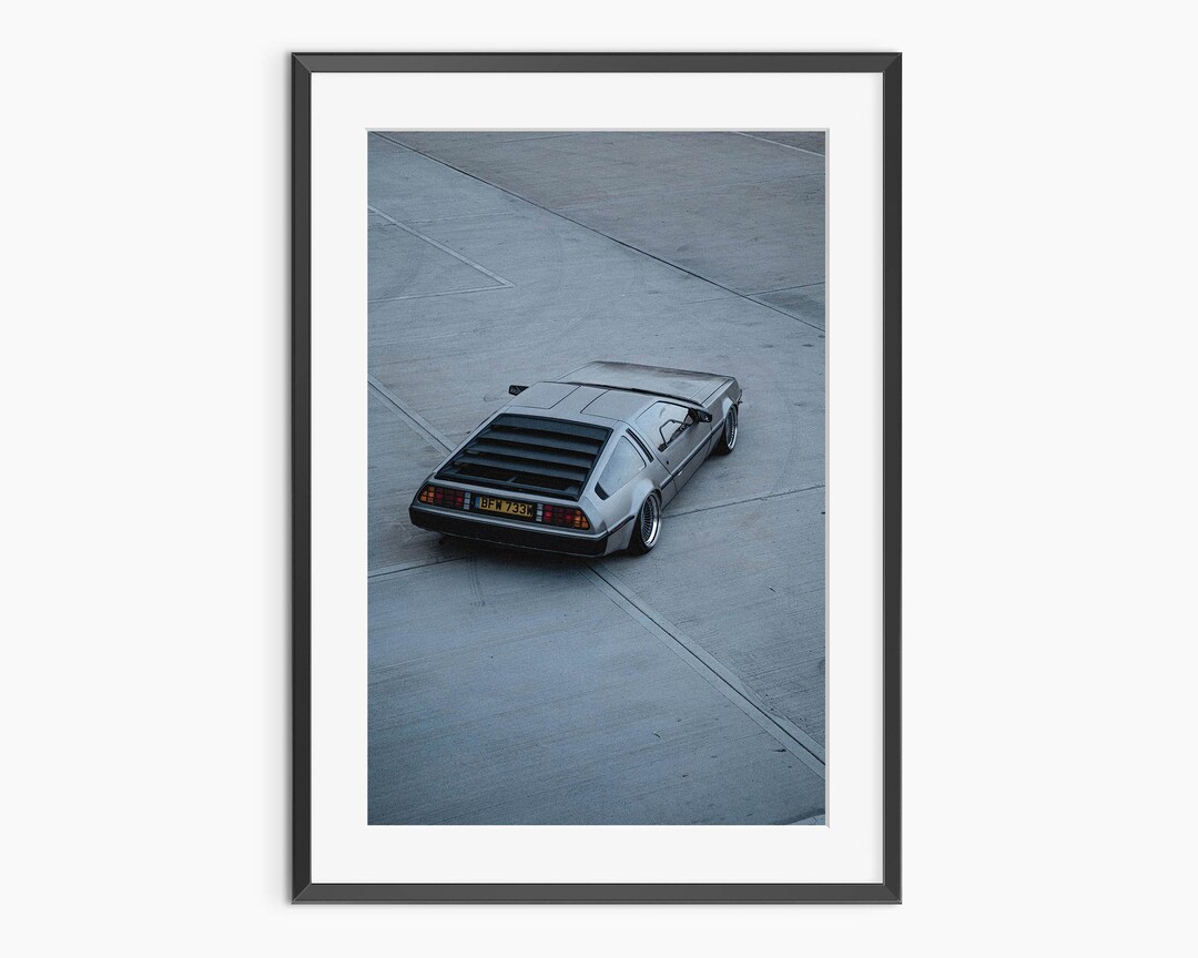 DMC Delorean Print, Classic Car Print, Vintage Car Poster, Grey DMC ...