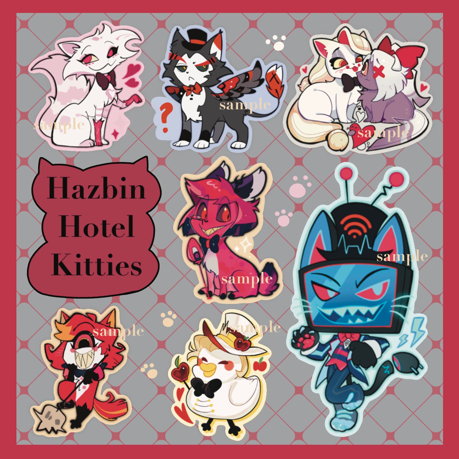 Hazbin Hotel Kitty Sticker Sheet | Vinyl Waterproof | - Etsy