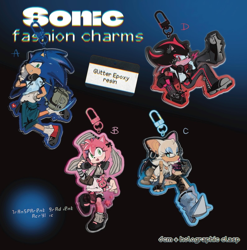 Unofficial Sonic Fashionable Acrylic Charms - Etsy