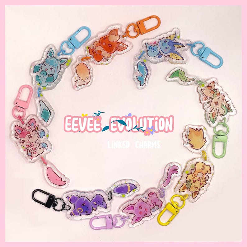 Eevee Evolution Sequein Linked Charms - Etsy