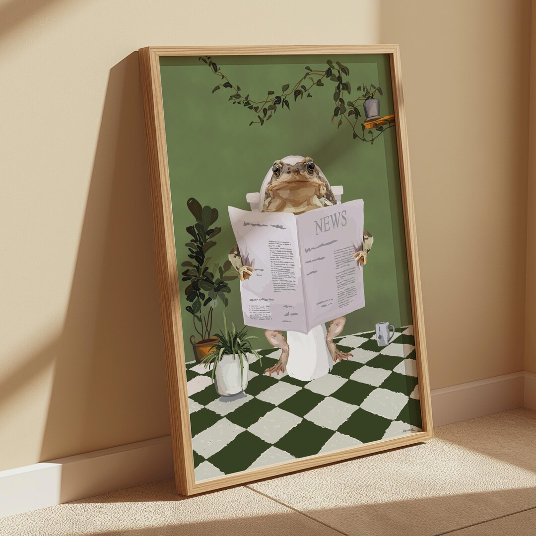 Toad Bathroom Print. Toad on the Toilet, Frog on the Toilet, Animal ...