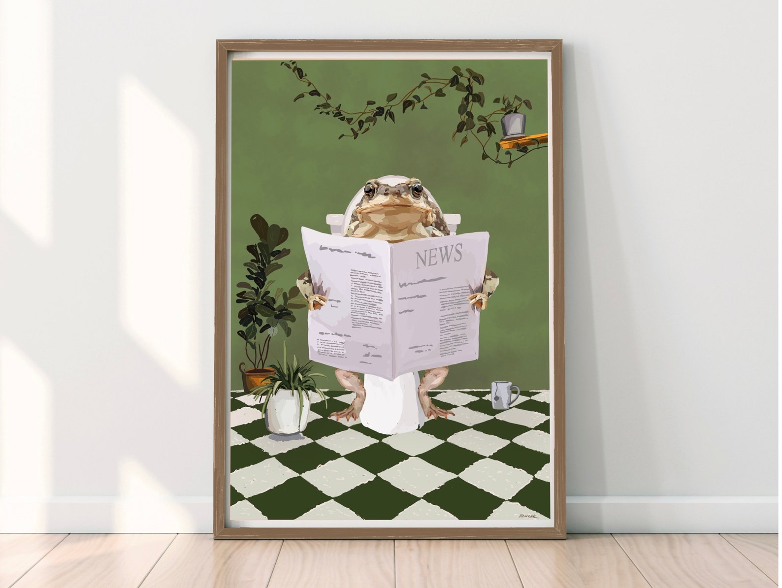 Toad Bathroom Print. Toad on the Toilet, Frog on the Toilet, Animal ...