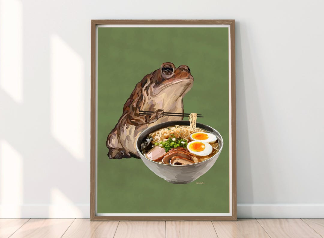 Ramen Toad Kitchen Print. Toad Noodles, Japanese Food Frog, Animal ...