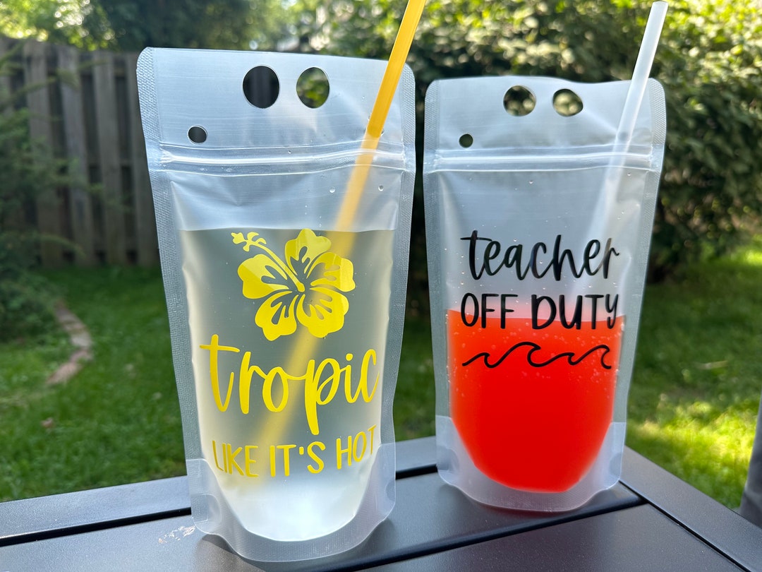 Reusable Drink Pouches With Straw, Adult Drink Pouches, Beach Drink ...