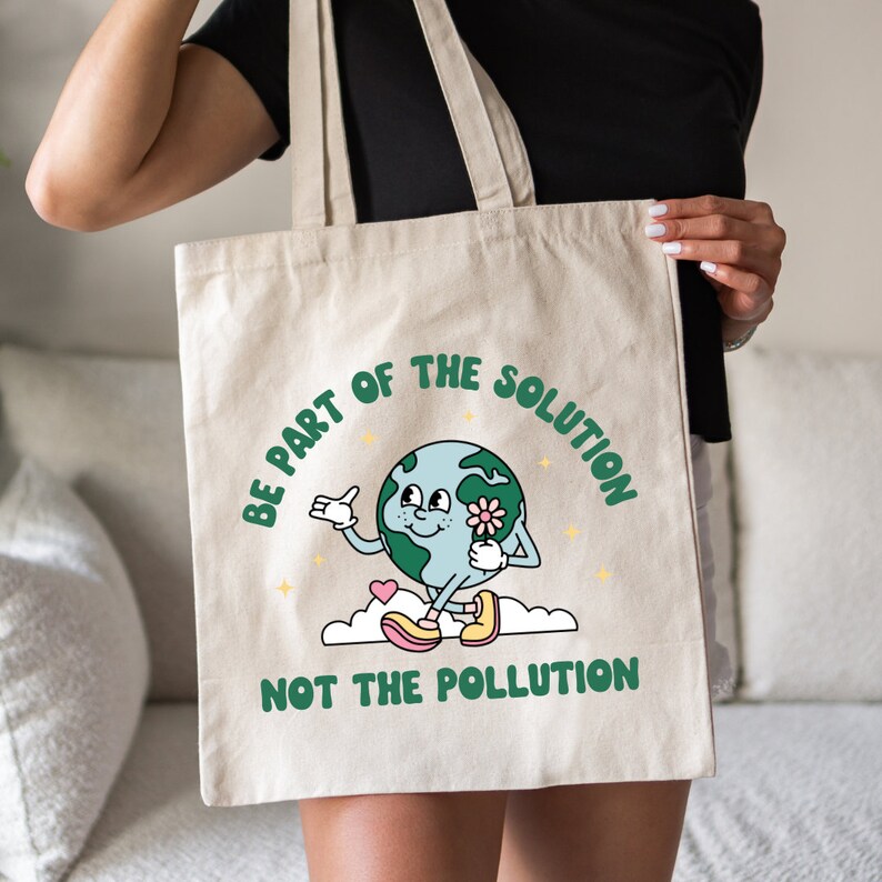 Earth Day Anti-pollution Cotton Tote Bag: Reusable Market Bag - Etsy