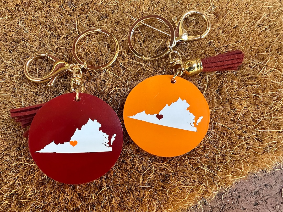 Virginia Keychain With Tassel, Maroon and Orange Keychain for Women ...