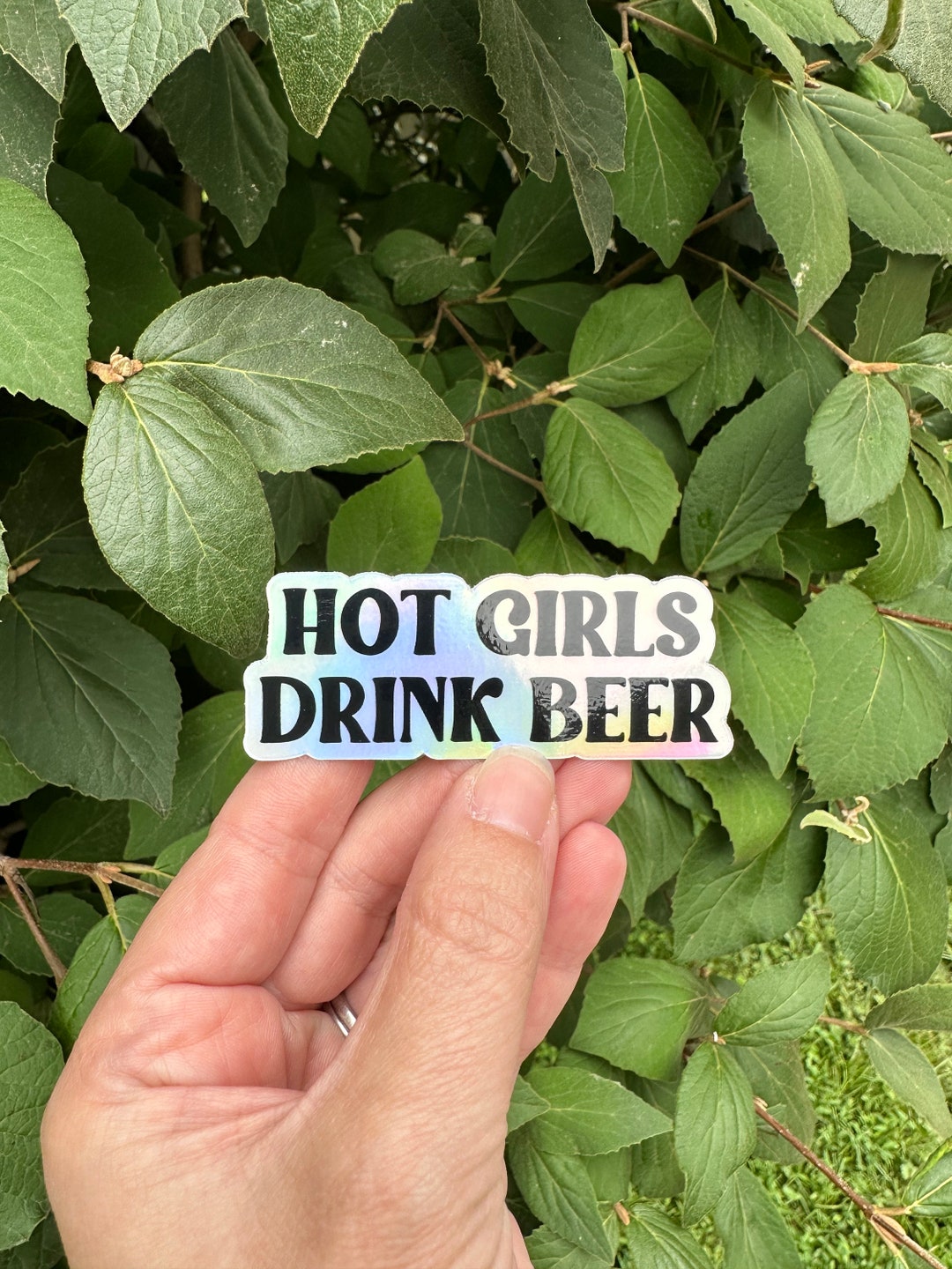 Hot Girls Drink Beer Sticker Holographic Sticker for Water - Etsy
